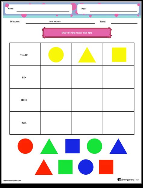Sorting Shapes Color Worksheet Storyboard Par Templates
