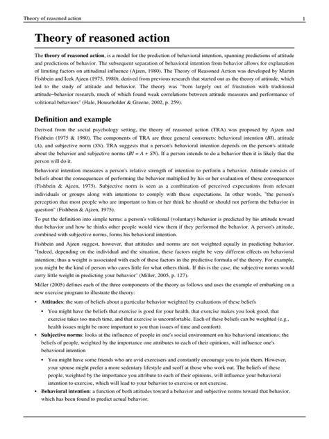 Theory Of Reasoned Action Intention