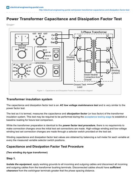 Power Transformer Capacitance And Dissipation Factor Test Pdf Capacitor Transformer