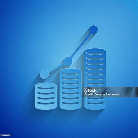 종이 잘라 원형 차트 인포 그래픽과 파란색 배경에 격리 동전 아이콘 다이어그램 차트 기호입니다 종이 아트 스타일입니다 벡터 일러스트레이션 0명에 대한 스톡 벡터 아트 및