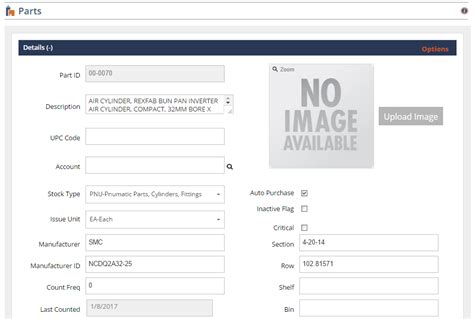 editing part information help center