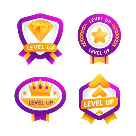 Free Vector Level Up Label Collection