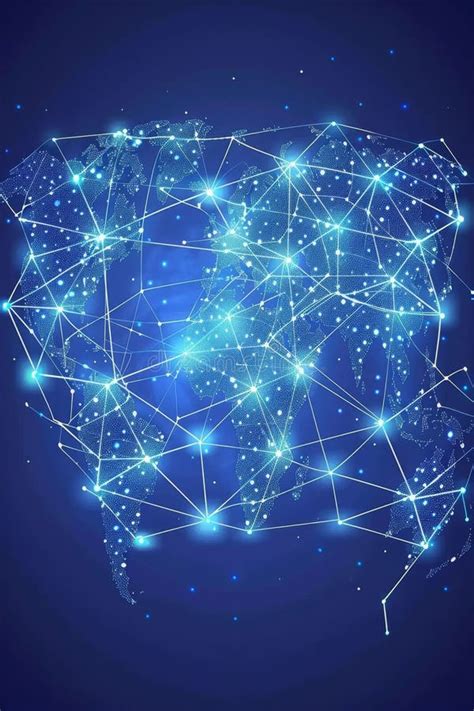 Abstract Polygonal World Map With Glowing Points And Lines Network