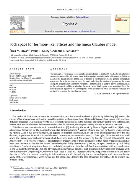 Pdf Fock Space For Fermion Like Lattices And The Linear Glauber Model