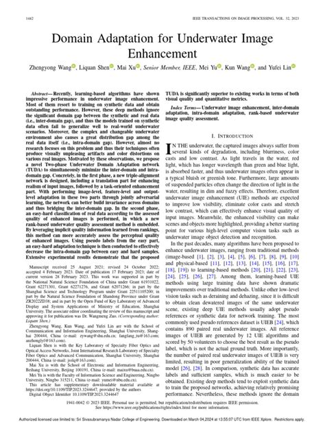 Domain Adaptation For Underwater Image Enhancement Download Free Pdf Computer Vision Image