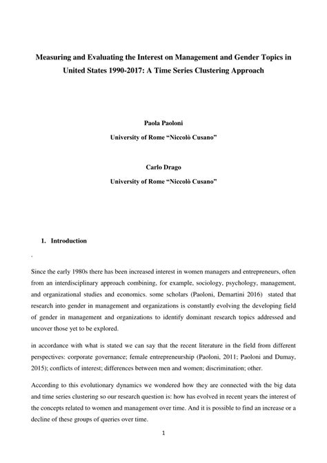 Pdf Measuring And Evaluating The Interest On Management And Gender