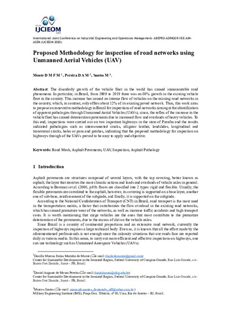 Pdf Proposed Methodology For Inspection Of Road Networks Using