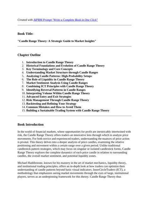 Candle Range Theory Pdf Market Trend Market Economics
