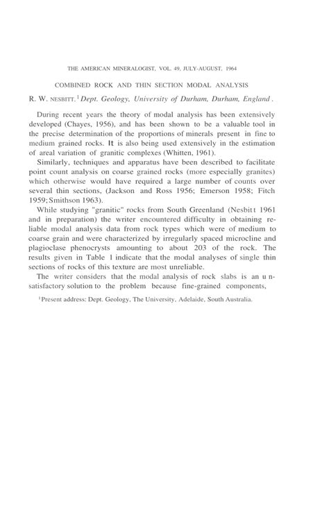 Pdf Combined Rock And Thin Section Modal Analysis
