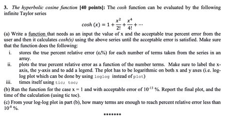 Solved The Hyperbolic Cosine Function Points The Chegg Com
