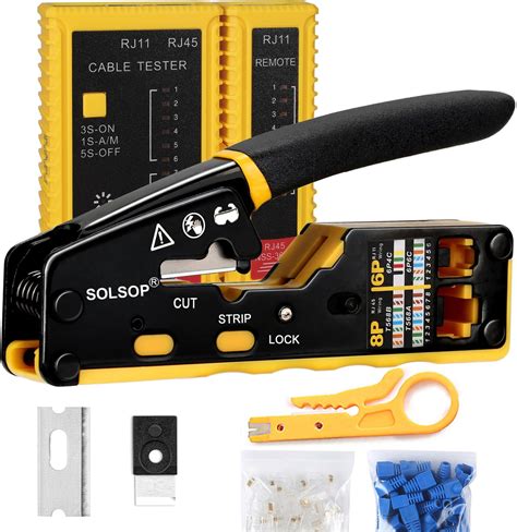 Therathy Pass Through Rj45 Crimp Tool Kit Ethernet Crimper Kit Cat5e Cat5 Cat6 Crimping Tool