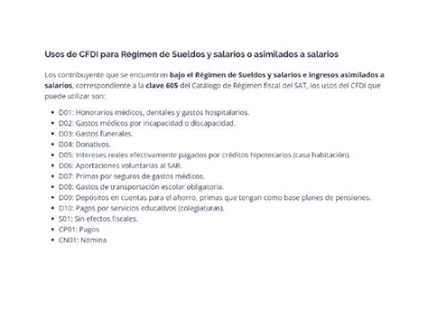 Usos Del Cfdi Regimen Sueldos Y Salarios Lcp Jose Arturo Corrales Diaz