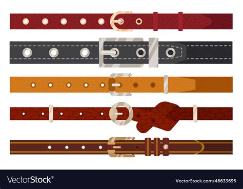 Leather Belts Or Straps With Metal Buckles Vector Image