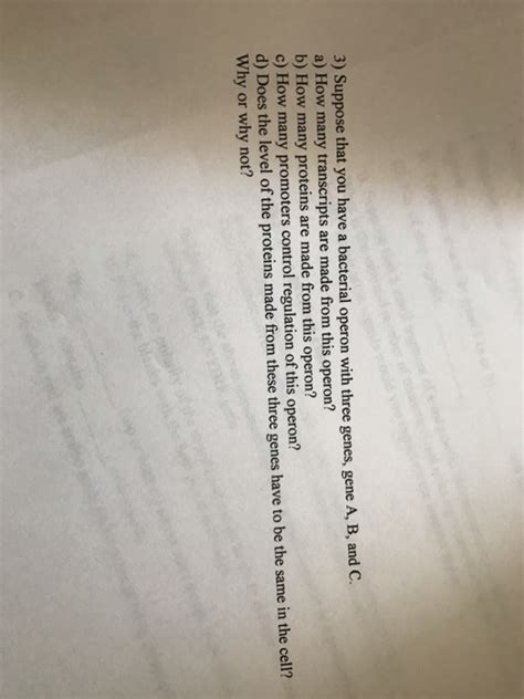 Solved Suppose That You Have A Bacterial Operon With Three