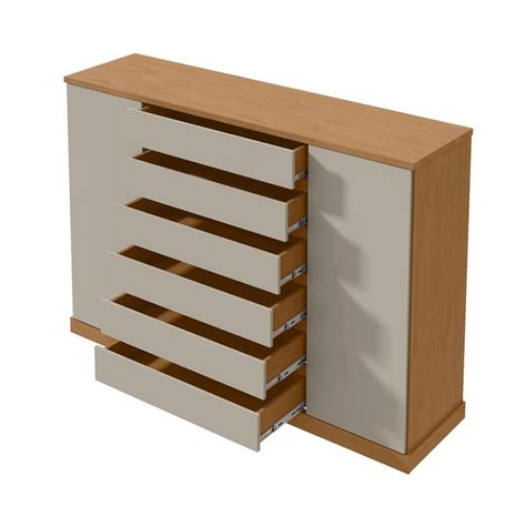 Cômoda Vedra 2 Portas 7 Gavetas Amêndoa Clean E Off White