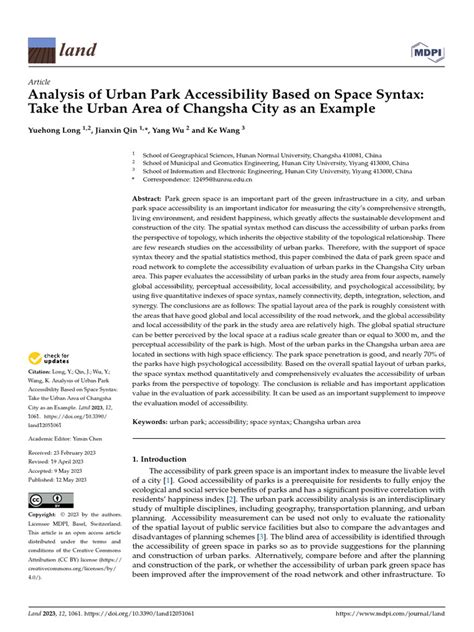 Analysis Of Urban Park Accessibility Based On Space Syntax Pdf Distance Space