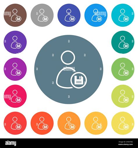 Save User Account Outline Flat White Icons On Round Color Backgrounds 17 Background Color