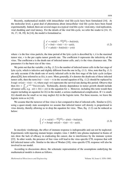 Solution A Mathematical Model Of Oncolytic Virotherapy With Time Delay