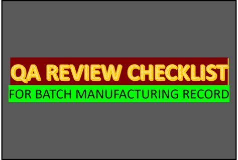 Batch Manufacturing Record BMR QA Review Checklist 1 PharmaJia