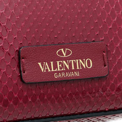 Valentino Maroon Python Rockstud Flip Lock Small Crossbody Bag The Closet