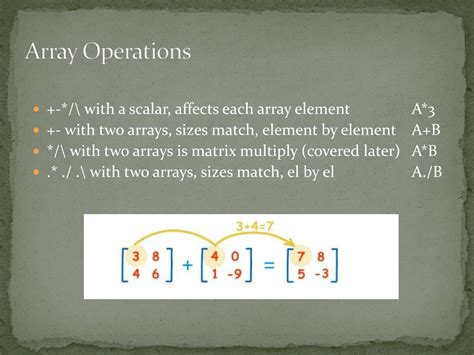 Ppt Engr 6 Matlab Day 3 Array Operations And Functions Powerpoint