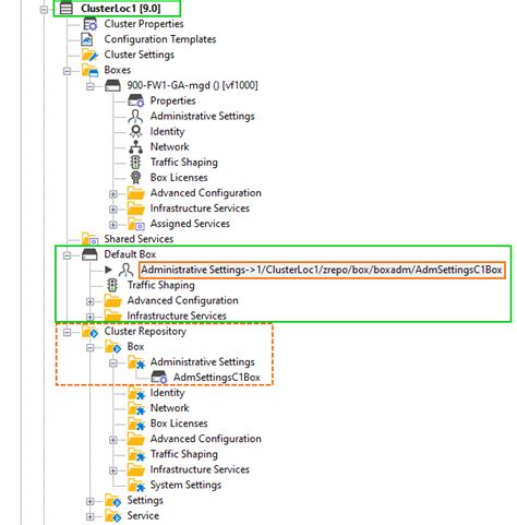 example how to link a cluster global repository node to a default box
