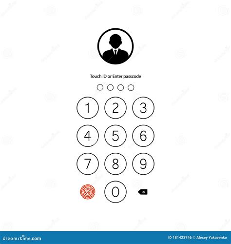 Touch Id Or Enter Passcode Password Interface Pass Code Smartphone Back Icon On Isolated
