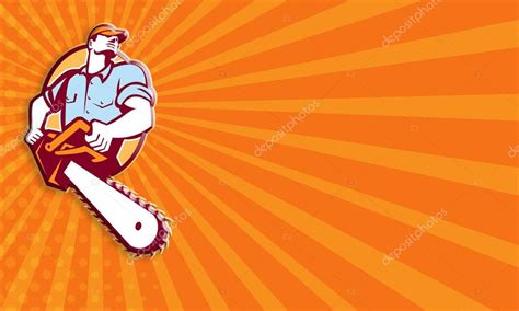 Lumberjack Tree Surgeon Arborist Chainsaw Retro Stock Illustration By ©patrimonio 37576543