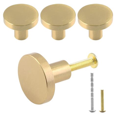 Jiozermi 4 Pack 1 Inch Cabinet Knobs With Mounting Screws Solid Brass