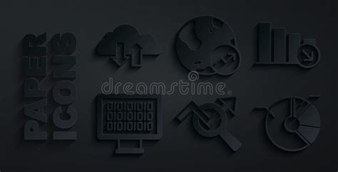 set search data analysis financial growth decrease binary code pie