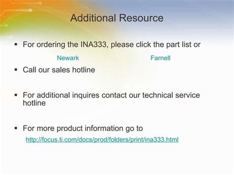 INA Zero Drift Instrumentation Amplifier PPT