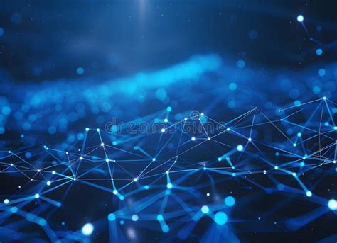 Abstract Technology Background With Blue Glowing Connections Stock