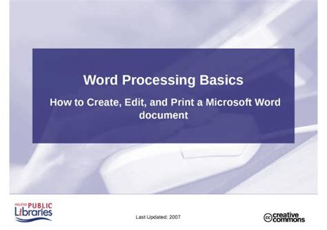 Word Processing Basics Penn Librarian Space