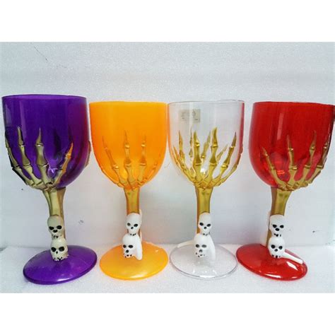 7 Inches Plastic Goblet With Skeleton Hand Design Asstd Color Shopee Philippines