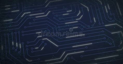 Animation Of Microprocessor Connections And Network Of Connections Against Blue Background Stock