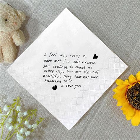 Personalized Love Note Handwriting Napkins Custom Handwritten Note