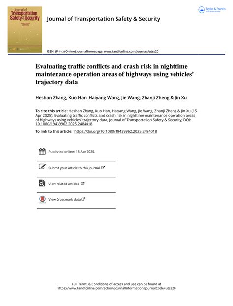 Pdf Evaluating Traffic Conflicts And Crash Risk In Nighttime Maintenance Operation Areas Of