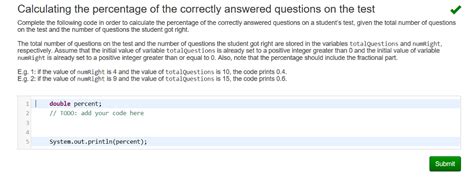 Solved Calculating The Percentage Of The Correctly Answered Chegg