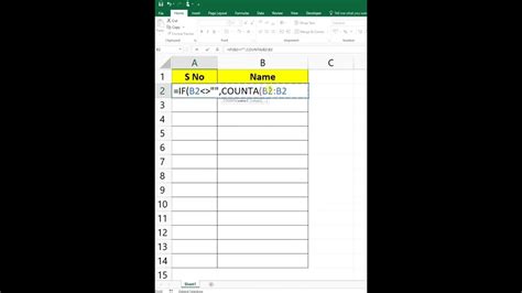 Shorts Serial Number Automatic Formula In Excel Tipsandtricks Exceltutorial Exceltips