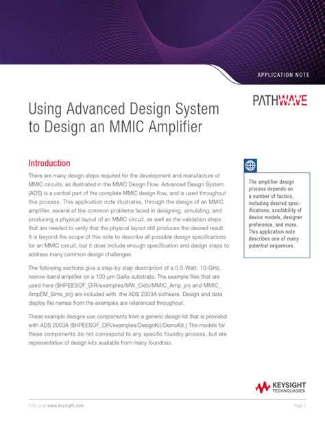 Mmic Design By Keysight Pdf Amplifier Electrical Network