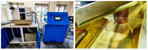 ecm a setup and b tool work interface during machining operation
