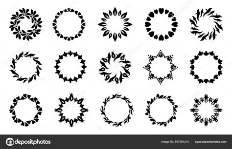 Floral Frames Set Decorative Borders Ornaments Black Design Templates Invitations Stock Vector