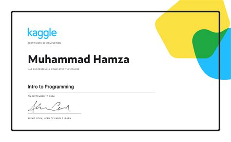 muhammad hamza completed the intro to programming course on kaggle
