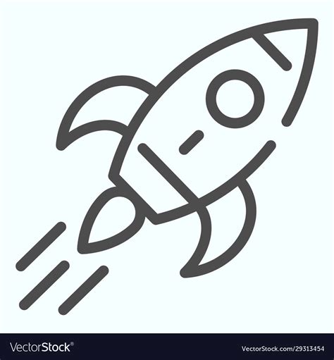 Rocket Line Icon Spaceship Is Flying With A Flame Vector Image