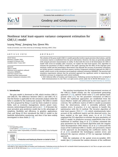 pdf nonlinear total least squares variance component estimation for