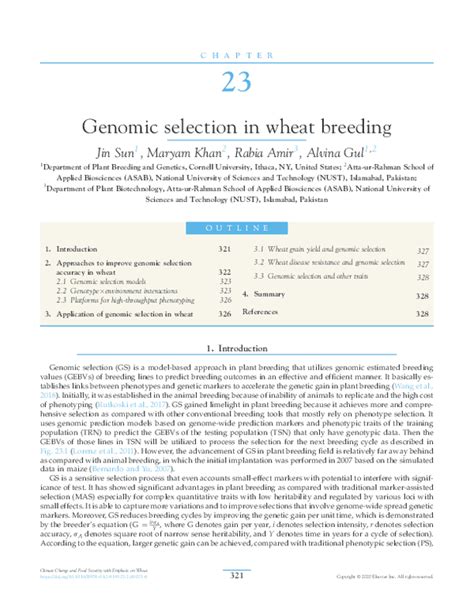 Pdf Genomic Selection In Wheat Breeding