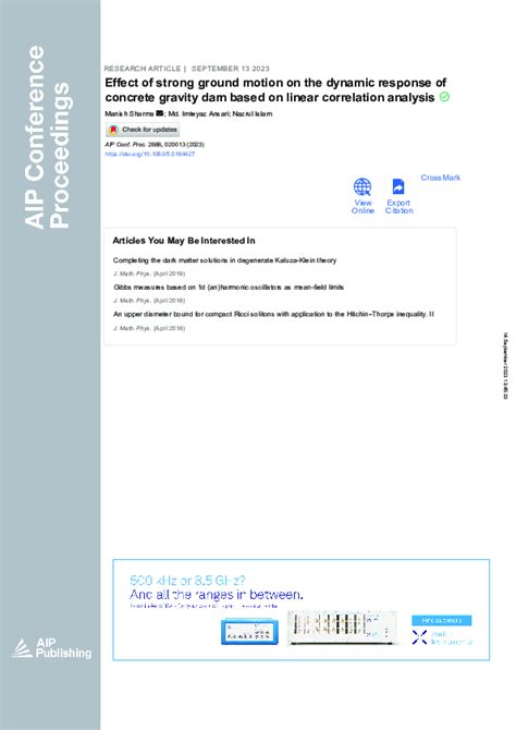 Pdf Effect Of Strong Ground Motion On The Dynamic Response Of Concrete Gravity Dam Based On
