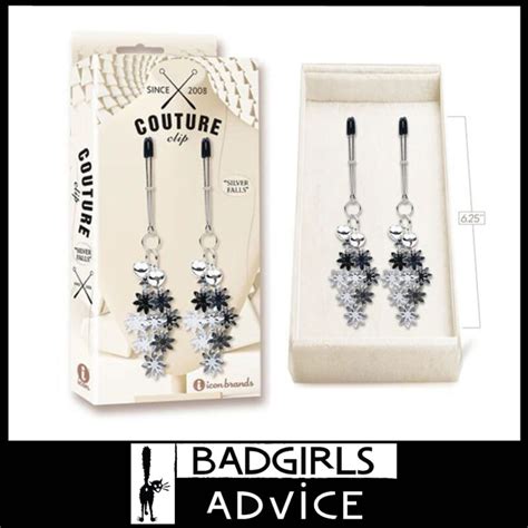 Couture Clip Silver Falls Black And Silver Leaves Adjustable Nipple Tweezers Bad Girls