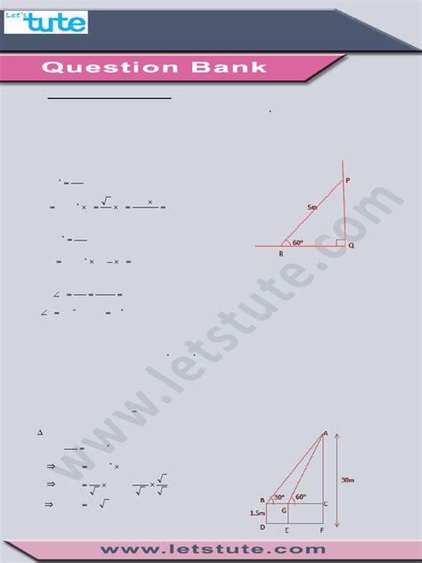 9 1 11 Application Of Trigonometry Solved Questions Pdf Pdf Trigonometry Euclidean Plane