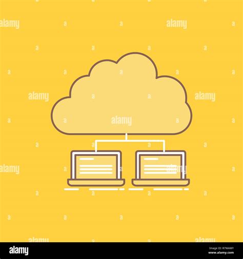 Cloud Network Server Internet Data Flat Line Filled Icon Beautiful Logo Button Over Yellow